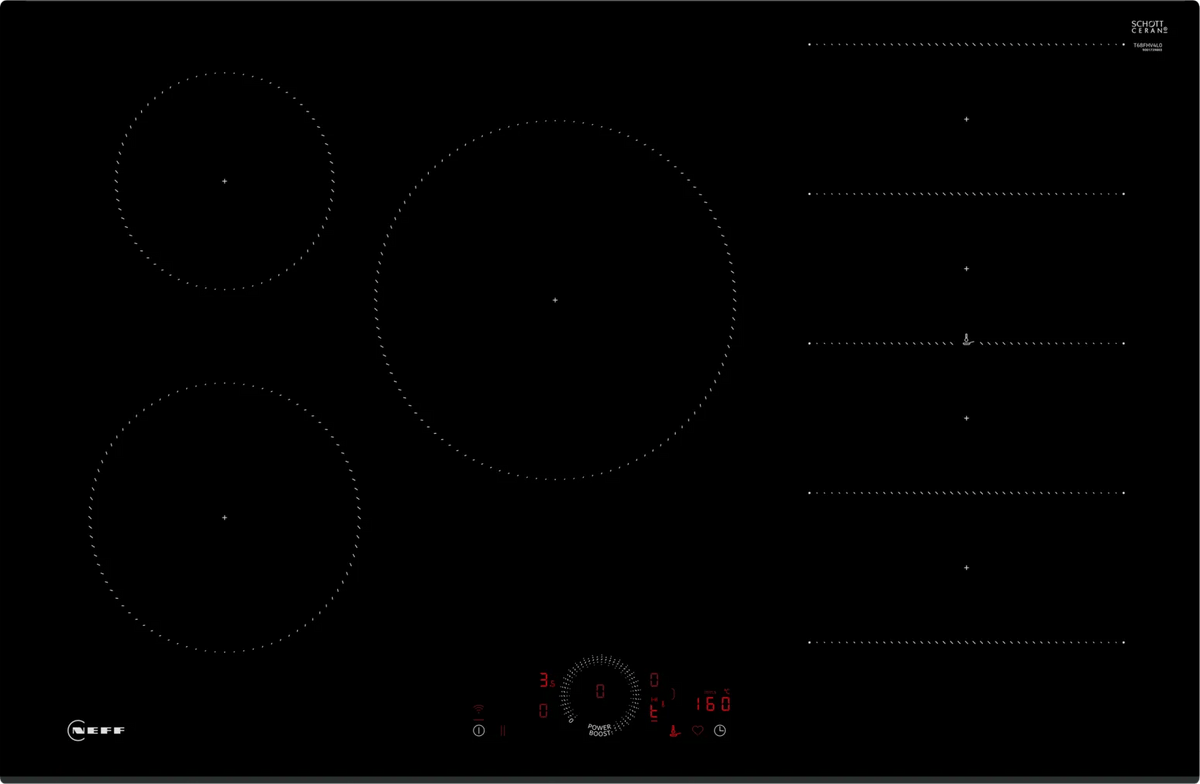 Neff T68FHV4L0 N 70 80cm Flex Induction Hob Black Glass – Araco Interiors